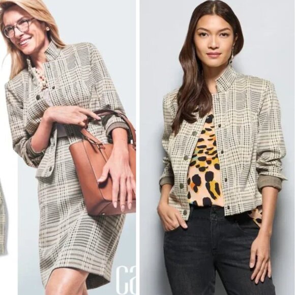 CAbi | Jackets & Coats | Cabi Plaid Travel Jacket Slim Fit Preppy ...